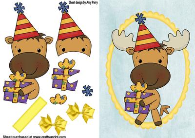 Birthday Moose with His Birthday Present - CUP236874_983 | Craftsuprint