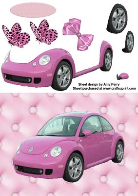 Cute Pink Car on Pink Backing Paper - CUP263573_983 | Craftsuprint