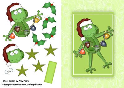 Christmas Frog with Lights in Lace Green Frame - CUP271982_983 ...