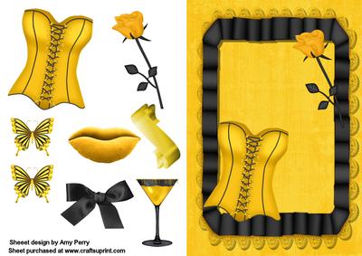 Sexy Yellow Basque in Black Frame - CUP280503_983 | Craftsuprint