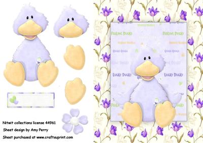 Cute Pale Purple Duck in Flower Frame - CUP296841_983 | Craftsuprint