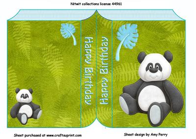 Cuddly Panda on Leaf Backing Paper Book - CUP300273_983 | Craftsuprint