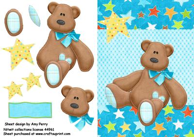 Cuddley Teddy Bear with Yellow Star - CUP305198_983 | Craftsuprint