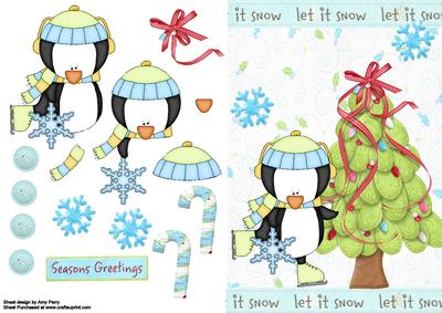 Ice Skating Penguin with Christmas Tree - CUP348888_983 | Craftsuprint