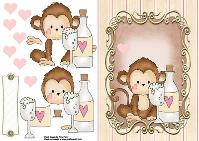 Cute Monkey with Champagne - CUP392677_983 | Craftsuprint