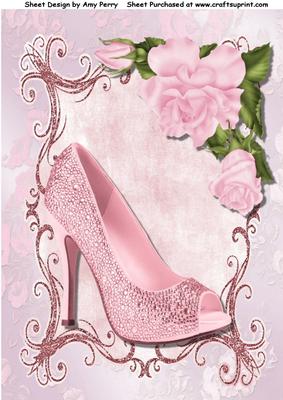 Lovely Pink Shoe & Pink Roses A4 - CUP401242_983 | Craftsuprint
