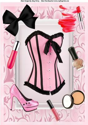 Pink Basque with Make Up A4 - CUP418431_983 | Craftsuprint