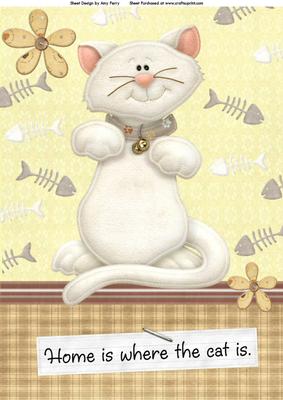 Lovely White Cat A4 - CUP445219_983 | Craftsuprint