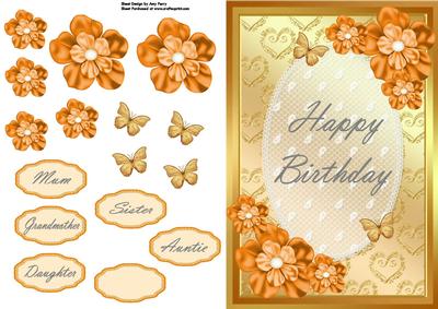 Happy Birthday in Gold Oval Frame - CUP448493_983 | Craftsuprint