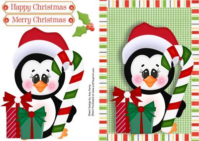 Cute Christmas Penguin with Presents & Candy Cane - CUP473268_983 ...
