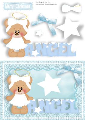 Cute Angel Bear with Blue Angel Writing - CUP482309_983 | Craftsuprint