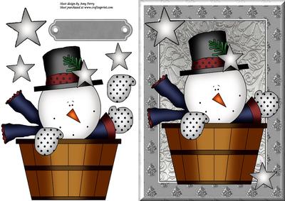 Lovely Snowman in Barrel - CUP485859_983 | Craftsuprint