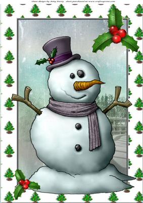 Lovely Snowman with Holly A4 - CUP489929_983 | Craftsuprint