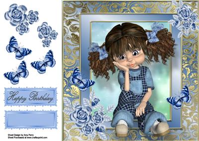 Cute Blue Kiki Girl 8x8 - CUP493923_983 | Craftsuprint
