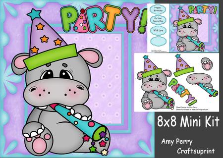 Cute Party Hippo 8x8 Mini Kit - CUP538940_983 | Craftsuprint