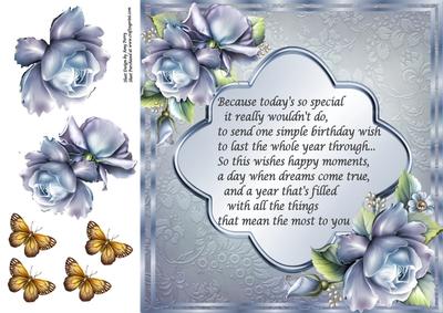 Beautiful Blue Flowers with Birthday Poem - CUP546677_983 | Craftsuprint