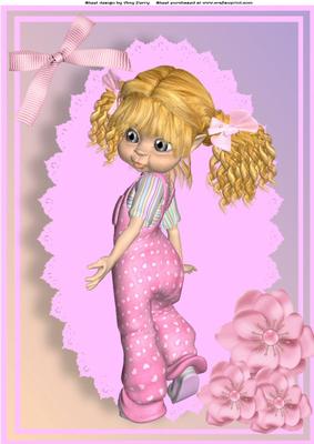 Gorgeous Kiki Girl in Pink Dungaree's A4 - CUP558242_983 | Craftsuprint