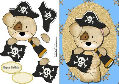 Pirate Dog with Telescope & Flag - CUP574089_983 | Craftsuprint