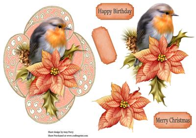 Beautiful Robin & Flower Topper - CUP575470_983 | Craftsuprint