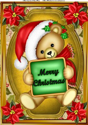 Cute "merry Christmas" Bear A4 - CUP581572_983 | Craftsuprint