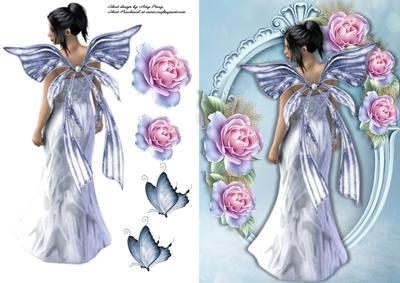 Beautiful Blue Fairy with Blue Roses - CUP607765_983 | Craftsuprint