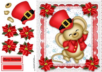 Adorable Santa Mouse 8x8 - CUP634197_983 | Craftsuprint