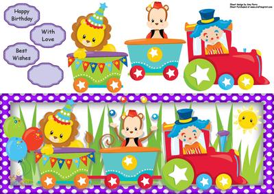 Animal Train in Purple Polka Dot Frame - CUP653248_983 | Craftsuprint