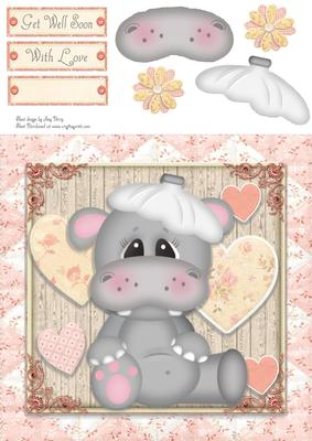 Gorgeous Get Well Soon Hippo 8x8 - CUP658341_983 | Craftsuprint
