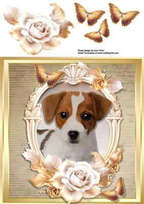 Beautiful Jack Russel with Cream & Gold Roses - CUP660052_983 ...