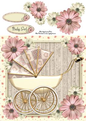 Beautiful Pale Pink Pram 8x8 - CUP660603_983 | Craftsuprint