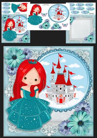 Beautiful Red Head Princess 8x8 Mini Kit - CUP660744_983 | Craftsuprint