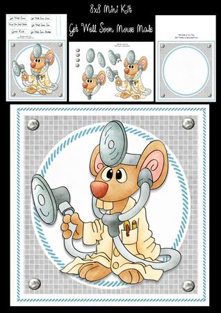 Get Well Soon Mouse Blue 8x8 Mini Kit - CUP661372_983 | Craftsuprint