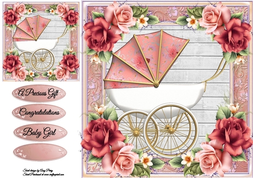 Beautiful Pink Pram 8x8 - CUP724008_983 | Craftsuprint
