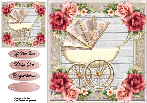 Beautiful Dusty Pink Pram 8x8 - CUP724012_983 | Craftsuprint