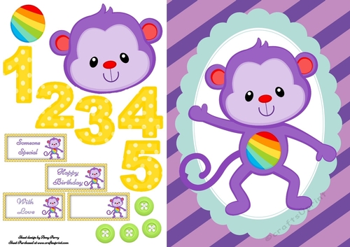Cheeky Purple Rainbow Monkey - CUP738266_983 | Craftsuprint