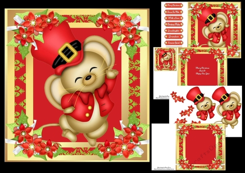 Gorgeous Santa Mouse 8x8 Mini Kit - CUP739724_983 | Craftsuprint