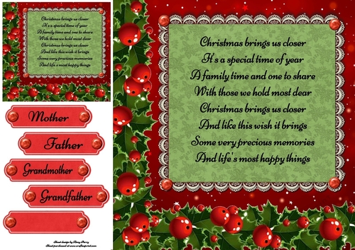 Beautiful Christmas Poem With Holly 8x8 - CUP747336_983 | Craftsuprint