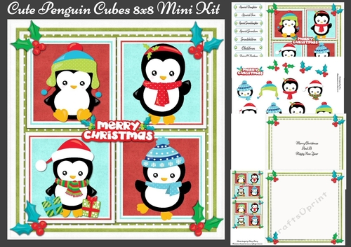 Cute Penguin Cubes 8x8 Mini Kit - CUP747996_983 | Craftsuprint