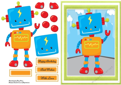 Cute Blue Square Robot - CUP749923_983 | Craftsuprint