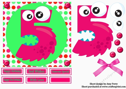 Number 5 Monster 6x6 - CUP771286_983 | Craftsuprint