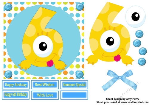 Number 6 Monster 6x6 - CUP771289_983 | Craftsuprint