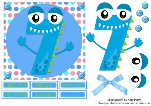 Number 7 Monster 6x6 - CUP771292_983 | Craftsuprint