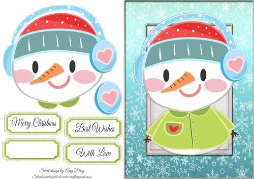 Cute Snowman In Blue Ear Muffs - CUP816529_983 | Craftsuprint