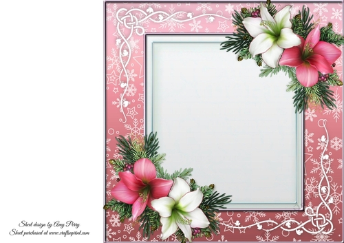 Beautiful Pink Christmas Frame With Lillies 8x8 - CUP817105_983 ...