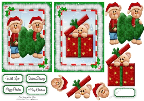 2 6x4 Bear In A Box & Bears With A Christmas Tree Toppers - CUP817938 ...