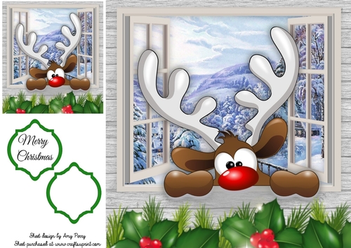 Reindeer Peeping Through The Window 8x8 - CUP832898_983 | Craftsuprint
