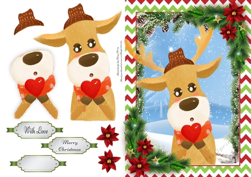 Cute Reindeer With Heart - CUP837990_983 | Craftsuprint