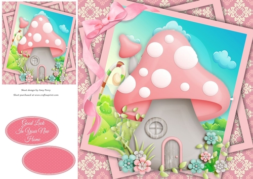 Good Luck In Your New Home Pink Toadstool 8x8 - CUP879543_983 ...