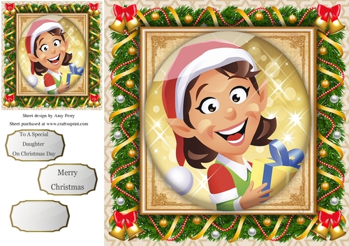 Festive Girl Elf In Bauble 8x8 - CUP883956_983 | Craftsuprint