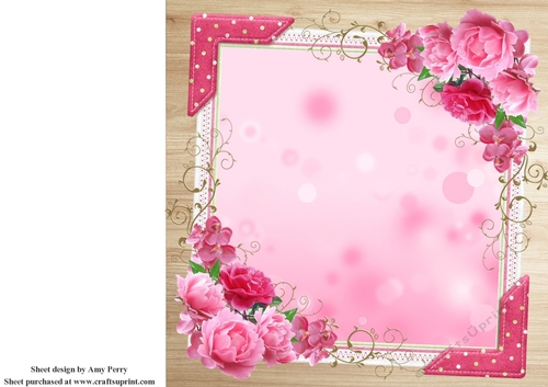 Beautiful Pink Floral Insert Blank 8x8 - CUP913930_983 | Craftsuprint